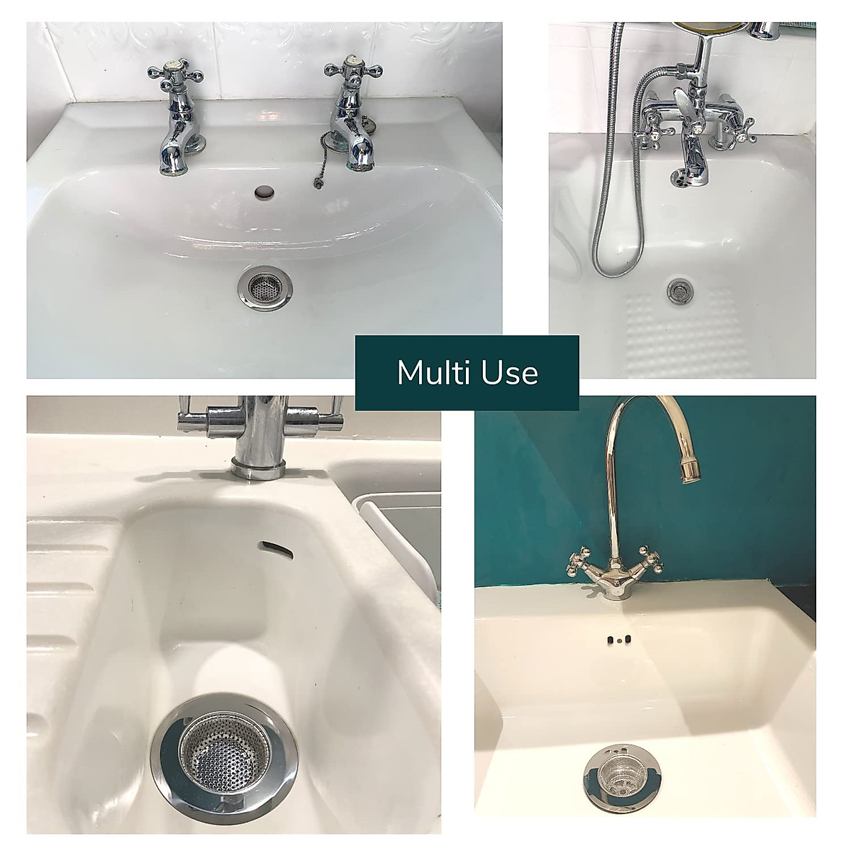 BaraBara Kitchen Sink Strainer, Stainless Steel Sink Drain Strainer, Kitchen Sink Strainer Basket, 6 Pieces Ideal for Kitchen, Bathroom, Shower Room.