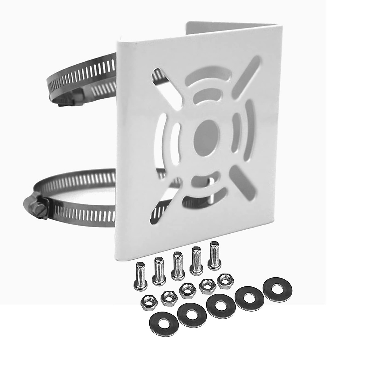 WiTi Universal Vertical Pole Mount for Security Camera, Solid Metal Bracket with Loops, Suitable for CCTV Cameras(Small Size)