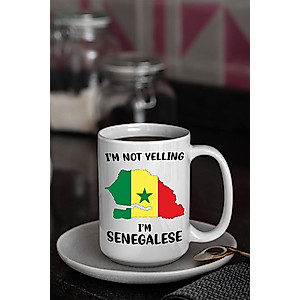 Funny Senegal Pride Coffee Mugs, I'm Not Yelling I'm Senegalese Mug, Gift Idea for Senegalese Men and Women Featuring the Country Map and Flag, Proud Patriot Souvenirs and Gifts