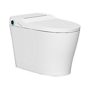 Smart Toilet with Bidet Built in, Foot Sensor Modern Bathroom Toilet Bidet Combo with Auto Flush, Bidet Warm Water, Heated Bidet Bidet Seat, Dryer, Night Light, Remote, Elongated (T20S)