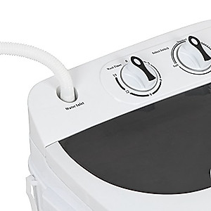 JupiterForce Portable Compact Mini Twin Tub Washing Machine Portable Laundry Machine 13lbs Capacity w/Washer and Spinner Cycle Combo, Built-in Gravity Drain for Apartments, Dorms, Bathroom, Laundry and More