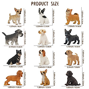 Toymany 12PCS Mini Dog Figurines Toy Set, Realistic Detailed Plastic Puppy Figures Playset, Hand Painted Dogs Animals Toy, Cake Toppers Easter Eggs Christmas Birthday Gift for Kids Toddlers
