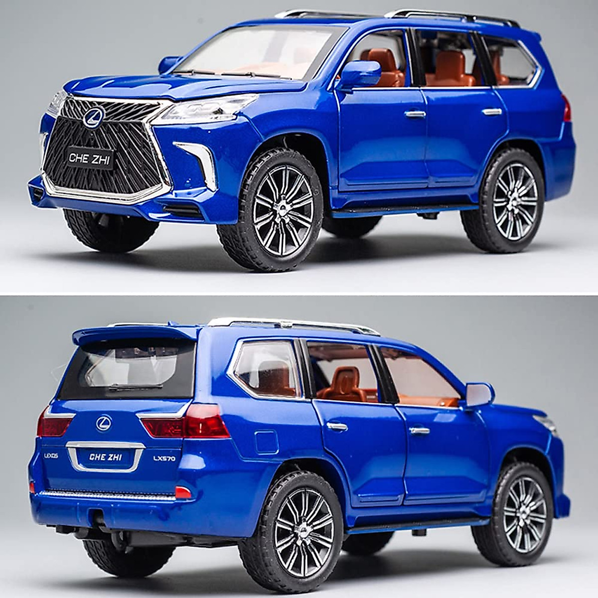 EROCK Exquisite car Model 1/24 Lexus 570 Off-Road in Luxury SUV Model Car, Zinc Alloy Pull Back Toy car with Sound and Light for Kids Boy Girl Gift