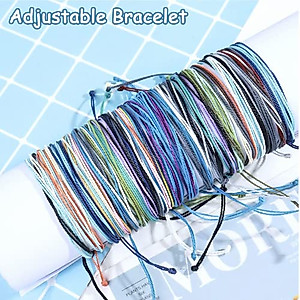 Roe Dolph 16 Pcs String Bracelets for Men Colorful Aesthetic Bracelets for Women Adjustable Surfer Wave Bracelets Pack Waterproof Handmade Ankle Bracelets Set Friendship Bracelets for Summer(Style B)