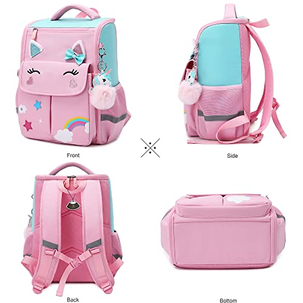 AO ALI VICTORY Unicorn Girls Backpacks for School Princess Bowknot Kids Bookbags Boys Dinosaur Backpack(Large, Pink)