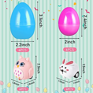 LovesTown 12 PCS Easter Eggs with Toys Inside, Easter Stuffed Eggs with Animal Pullback Toy Cars Surprise Eggs Easter Theme Party Favor for Easter Eggs Hunt Game Easter Basket Stuffer