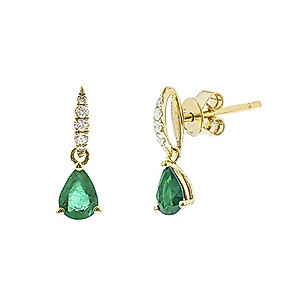 Gin & Grace 10K Yellow Gold Natural Emerald Diamond (I1,I2) Stud Earring for Women