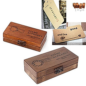 LIANXUE Retro Alphabet Uppercase Letter Stamps Set of 10 with Wooden Storage Box DIY Kit for Postcard Greeting Card Making As Shown Wooden and Rubber