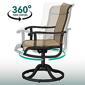 YITAHOME Patio Chairs Set of 2, Breathable Swivel Patio Chairs for Longer Seating Comfort, All Weather Outdoor Patio Chairs Set Ideal for Backyard Deck Garden