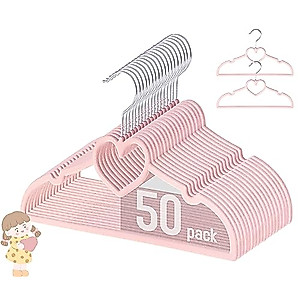 GOSCHE Kids Velvet Hangers (12.8 Inch - 50 Pack), Non-Slip Baby Clothes Hangers for Closet, Ultra Slim Space Saving Childrens Hangers, 360Degree Swivel-Hook, Infant/Toddler Hangers