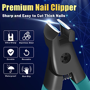 Nail Clippers for Men, Toe Nail Clippers for Thick Toenails Acrylic Nail Clipper Set for Women, Seniors Nail Clippers for Thick Toenails Long Handle Clippers Ultra Sharp Stainless Steel Nail Clippers