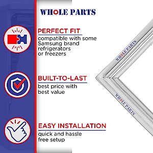 Whole Parts Refrigerator French Door Seal Gasket Assembly, Gray Color, Single Piece, Part# DA97-12522J - Replacement & Compatible with Some Samsung Refrigerators