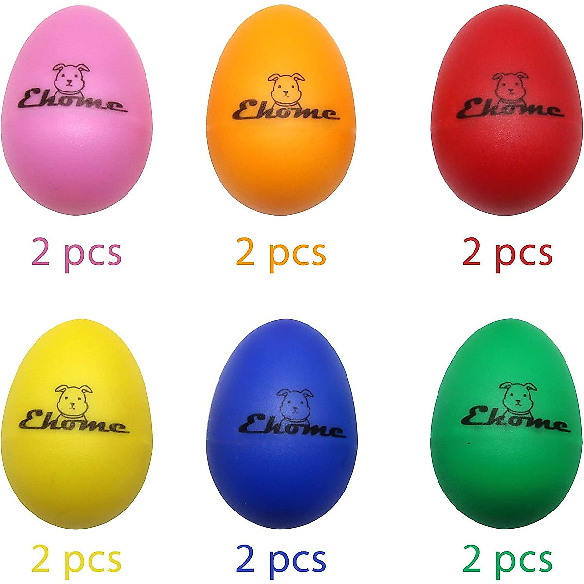 Ehome Easter Egg Shakers, 12Pcs Egg Shakers Musical Instruments, Egg Shakers for Babies, Plastic Eggs for Toddlers 1-3, Easter Baby Shaker Toy, 6 Colors Montessori Baby Maracas(Plastic)