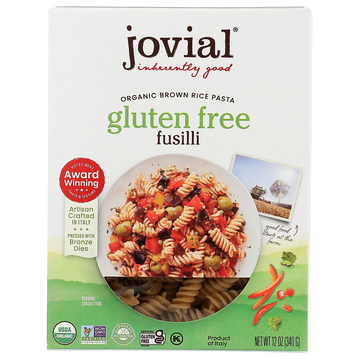 Jovial Pasta Brown rice Organic Fusilli, 12 oz