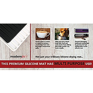 Self-Draining 2 in 1 Silicone Drying Mat and Trivet by Modern Joe's. Premium Space Saving Dish and Glassware Silicone Mat. Made from Food-grade, Dish Washer Safe and Heat Resistant (Gray)