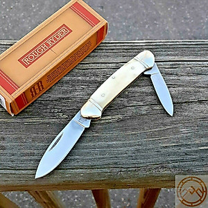 Canoe Open Folding Pocket Knife Stainless Steel Blade White Smooth Bone Handle Outdoor Survival Hunting Knife for Camping by Survival Steel