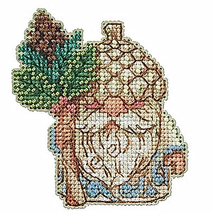Mill Hill Acorn Gnome Counted Cross Stitch Ornament Kit 2023 Jim Shore Woodland Gnomes JS202314, 3 x 3.5 inches, Multi