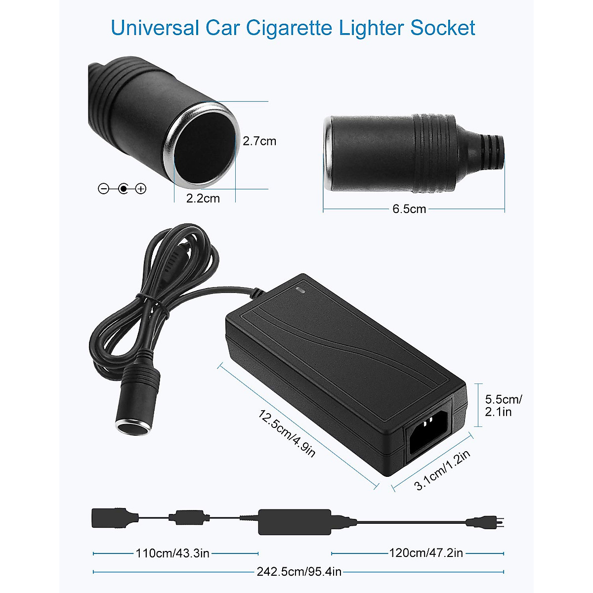 ALITOVE AC to DC Converter 12V 5A 60W 100-240V to 12V Car Cigarette Lighter Socket AC/DC Power Adapter Power Supply for Car Vacuum Cleaner Car Fan Car MP3 Other Car Devices Under 60W