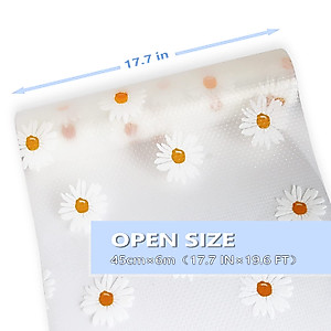 LLSPET Refrigerator Liners, Drawer Shelf Liner for Kitchen Cabinet, Non-Adhesive EVA Protection Mat Waterproof, Transparent Daisy Liners with Anti-Slip Dots (17.7IN,19.6 FT)