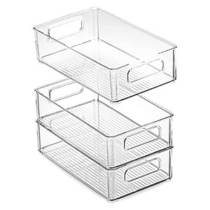 ZHJ 3Pcs Stackable Refrigerator Organizer Bins Fridge Organizers Clear Plastic Pantry Food Storage Rack For Fridge, Freezer And Kitchen fridge storage