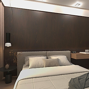 BAYYA Dark Brown Wood Grain Contact Paper Waterproof Peel and Stick Wallpaper Black Walnut Furniture Sticker for Kitchen Cabinet Table Floor Shelf Drawer Liner Self-Adhesive Vinyl Film Wall Covering