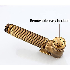 Antique Bronze Bidet Toilet Seat Sprayer Gun Hygienic Shower Set Bidet Faucet with Brass Shower Holder Carved Triangle (Color : D) (E)