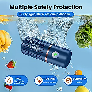 Fruit and Vegetable Washing Machine, Fruit and Vegetable Cleaner Device, Kitchen Gadget Food Purifier for Deep Cleaning Fruits, Vegetables, Rice, Meat and Tableware (Blue)