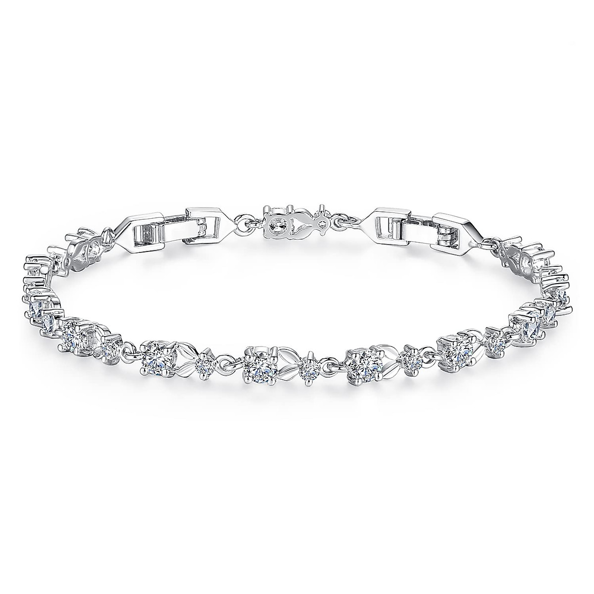 WOSTU 14K White Gold Plated 3mm Cubic Zirconia Classic Tennis Bracelet | Gold Bracelets for Women | Size 6.5-7.5 Inch