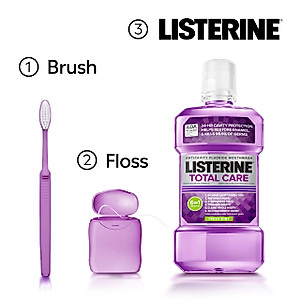 Listerine Total Care Anticavity Fluoride Mouthwash, 6 Benefits in 1 Oral Rinse Helps Kill 99% of Bad Breath Germs, Prevents Cavities, Strengthens Teeth, ADA-Accepted, Fresh Mint, 1 L
