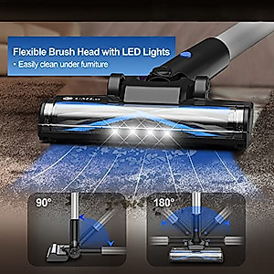 UMLo Cordless Vacuum Cleaner, 25Kpa Brushless Motor Lightweight Stick Vacuum with Powerful Suction, Rechargeable Wireless Vacuum, 40 Mins Max Runtime, LED Display, for Carpet Hard Floor Pet Hair, S500