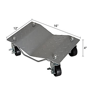 MERXENG [3000 lbs] Tire Wheel Dolly Car Set of 2, Heavy Duty Carbon Steel Car Mover with Antiskid Plate & 360 Degree Rotatable Wheel, 16"*12", Silver