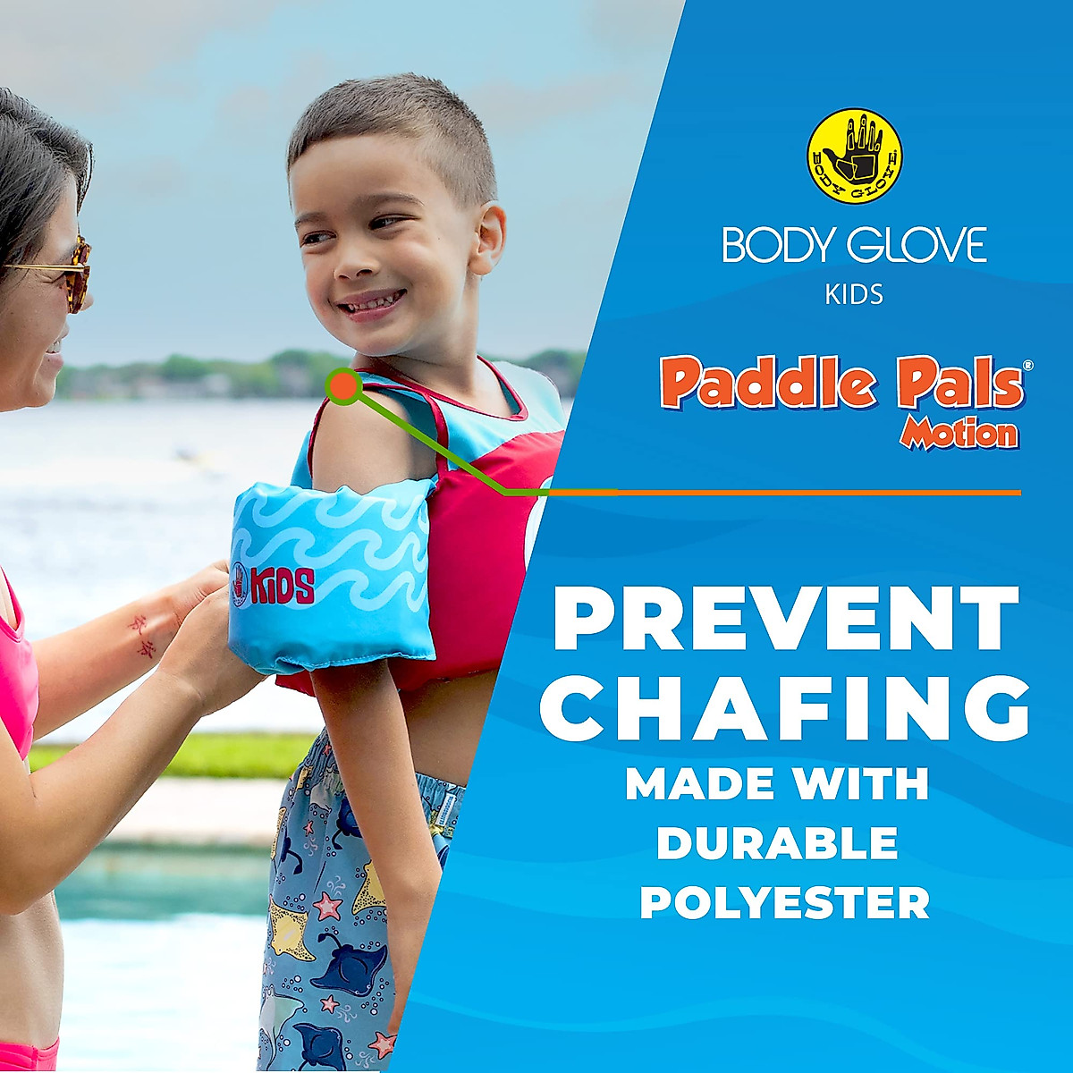 Body Glove Paddle Pals Motion Life Jackets -Shark USCG Approved Swim Vests for Kids 33-55lbs - Superior Comfort & Safety