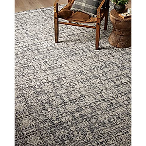Amber Lewis x Loloi Alie Collection ALE-03 Charcoal / Dove, Traditional 18" x 18" Sample Rug