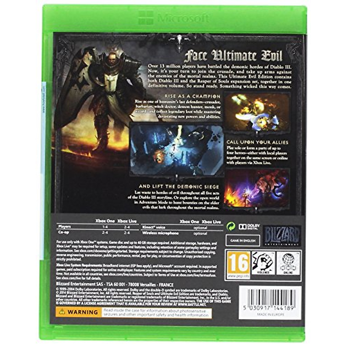 Diablo III (3) Reaper of Souls Ultimate Evil Microsoft XBox One Game