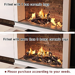 Gas Fireplace Logs Set of 9, Fireplace Logs Ceramic Wood Decoration for Gas Ethanol Firewood Log Set Hand Crafted Pine Cone Wood Use in Indoor, Outdoor