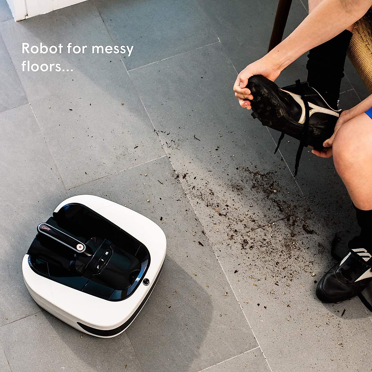 Coral Robots, Inc. Coral One 2-in-1 Vacuum Robot and cyclonic Handheld, Pearl