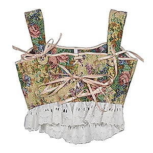 JDHUFEI Halloween Costume for Women Fashion Vintage Gothic Corsets Boho Printed Sexy Renaissance Corsets Steampunk Tunic Tops