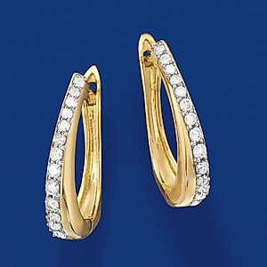 Ross-Simons 0.50 ct. t.w. Diamond Hoop Earrings in 18kt Gold Over Sterling