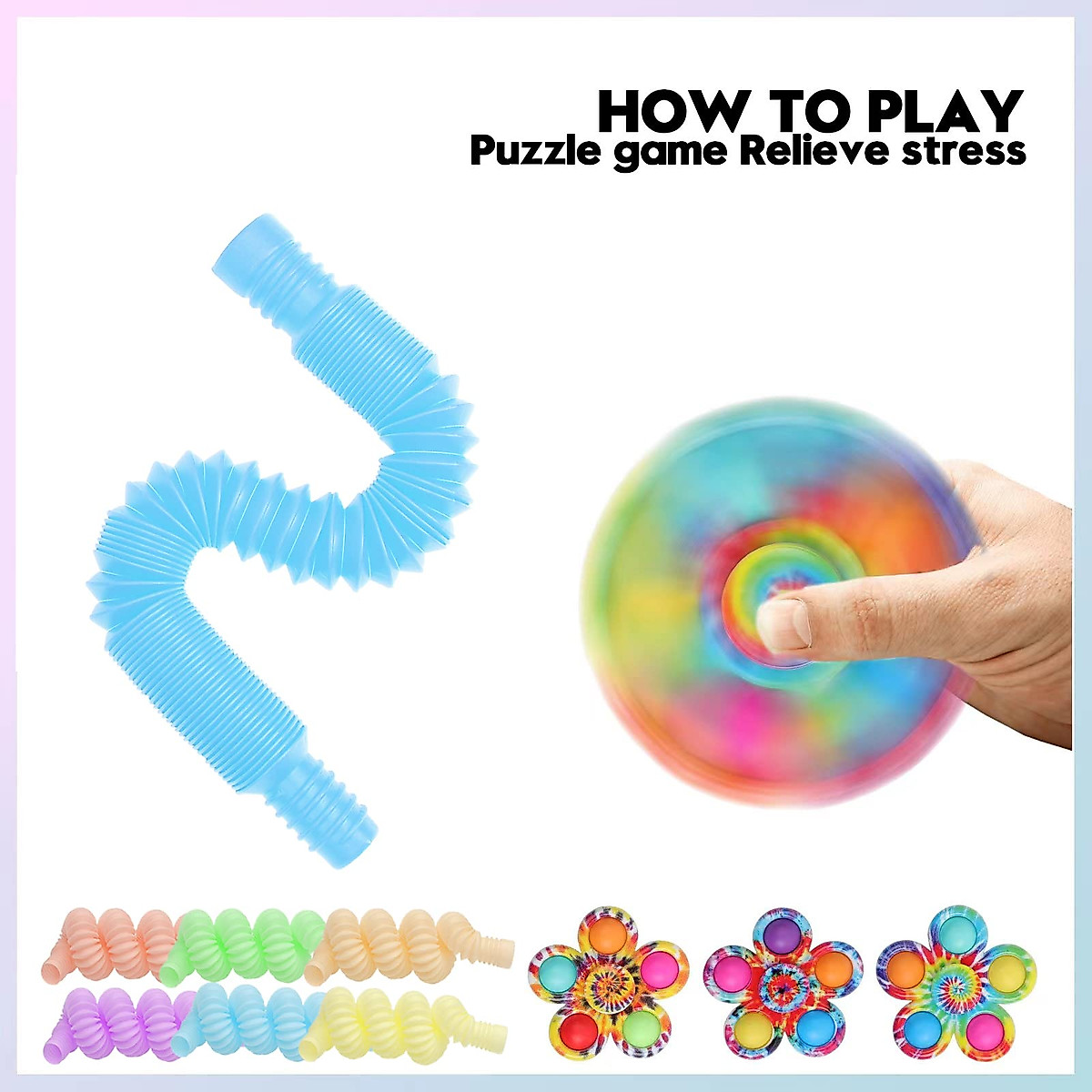 (50Pcs) Fidget Toys for Kids, Fidget PopIts Pack Popper Toy Set for Girls Boys, Treasure Chest Classroom Prizes Party Favors for Kids 4-8, Silicone Stress-Relief Sensory Toy Box for Kids and Adults