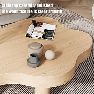 HM&DX Cloud Shape Irregular Wood Coffee Table,Round Corner Thicken End Table,Cute Accent Modern Coffee Cocktail Table with 3 Legs for Living Room Furniture(27.5" Lx18 Wx16 H, Natural)