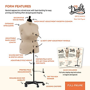 Dritz My Double Designer Adjustable Dress Form, Full-Figure, Ivory