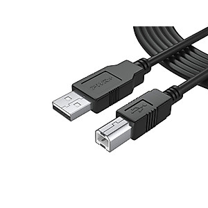 25Ft Extra Long USB-Printer-Cable 2.0 for HP OfficeJet Laserjet Envy, Canon Pixma, Epson Workforce, Stylus, Expression Home, Brother, Silhouette Cameo, Dell Scanner Fax Cord