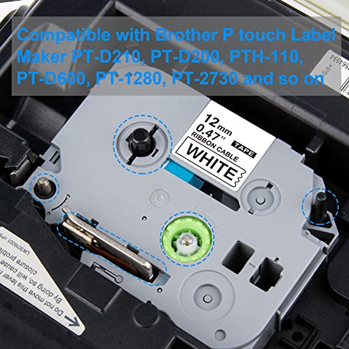 Hehua Compatible TZe-FX231 Flexible Label Tape Replacement for Brother TZeFX231 Cable Label Black on White 0.47" x 26.2' Work for P-Touch PT-D210 PT-D400 PT-H100 PT-D200 PT-D600 Labelmakers, 5 Pack