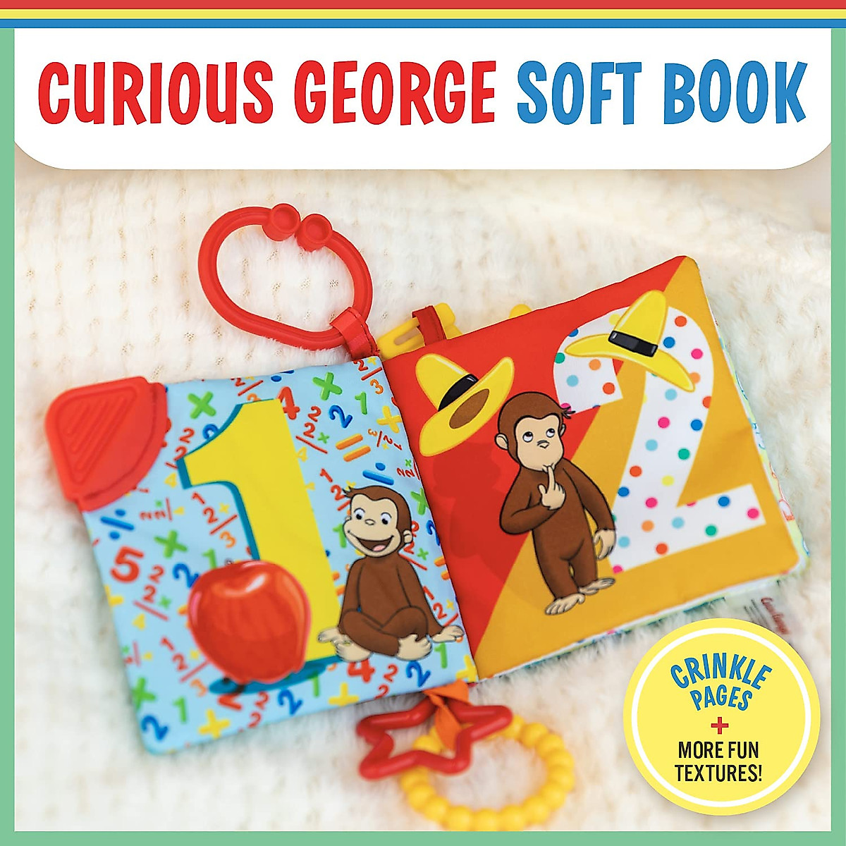 KIDS PREFERRED Curious George Soft Book with Teether and Crinkle
