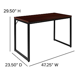 Flash Furniture Tiverton Industrial Modern Desk-Mahogany/Black Commercial Grade Computer Desk-47" Sturdy Home Office Desk-Writing Desk