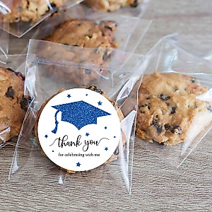 Blue White Graduation Thank You Stickers, Congrats Grad Party Favor Sticker Labels 40-Pack 2in