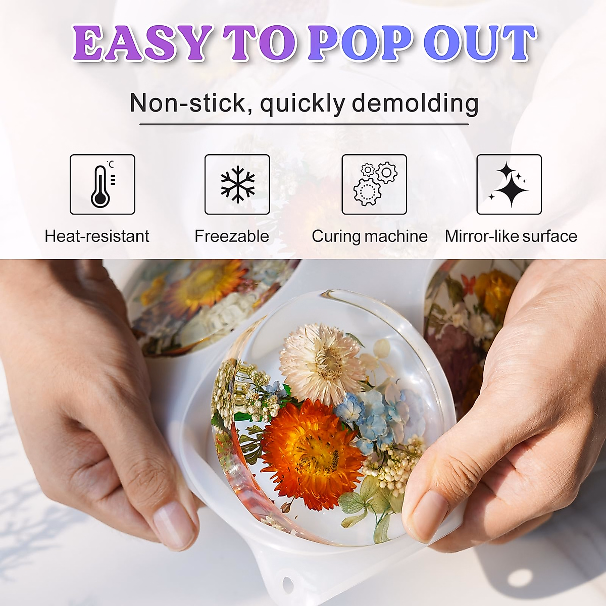 LET'S RESIN Extra Deep Coaster Resin Molds Silicone, Large 6 Cavity Silicone Molds for Resin, Round Silicone Coaster Molds for Epoxy Resin, Cups Mats, DIY Craft