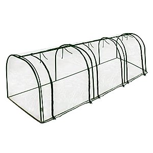 50% Larger 116"(L) X 40"(W) X 32"(H) Green Houses for Outside Heavy Duty,Steel Frame with Waterproof UV Protect PVC Plastic Covering,Cloche Tunnels with 3 Large Roll-up Zipper Door,Outdoor Indoor Use