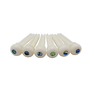 Guitar Bridge Pins Inlaid Abalone Dot, Bridge Saddle and Nut, Made of Real Bones, for 6 String Acoustic Guitar