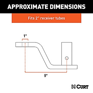 CURT 45003 Vertical Trailer Hitch Ball Mount, Fits 2-Inch Receiver, 4,000 lbs, 1-Inch Hole, 2-1/4-Inch Drop